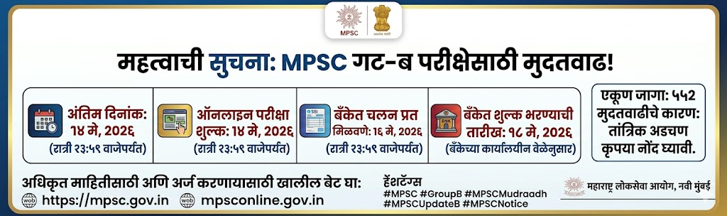 MPSC : Group B Combined Preliminary Examination 2026
